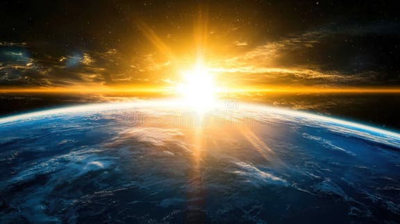 Spectacular Sunrise Over Earth a Dazzling Celestial View from Outer ...