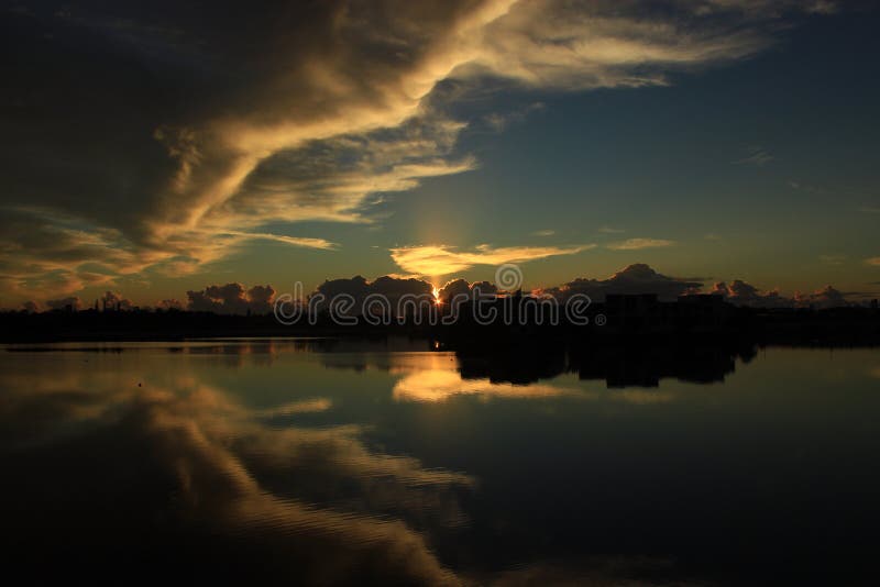 Spectacular Sunrise Over the Lake Stock Image - Image of nature ...