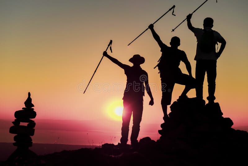 Successful Summit Climbing and Triple Team Stock Image - Image of ...