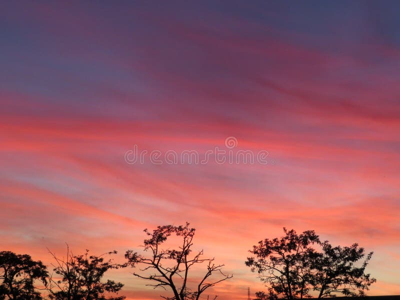 Spectacular Sunset Colorful Skyline Beautiful Skyline Stock Photo ...