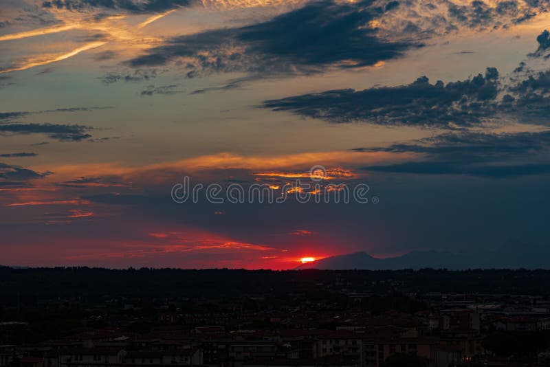 Tuscany. Spectacular Sunset Over the Apuan Alps Stock Image - Image of ...