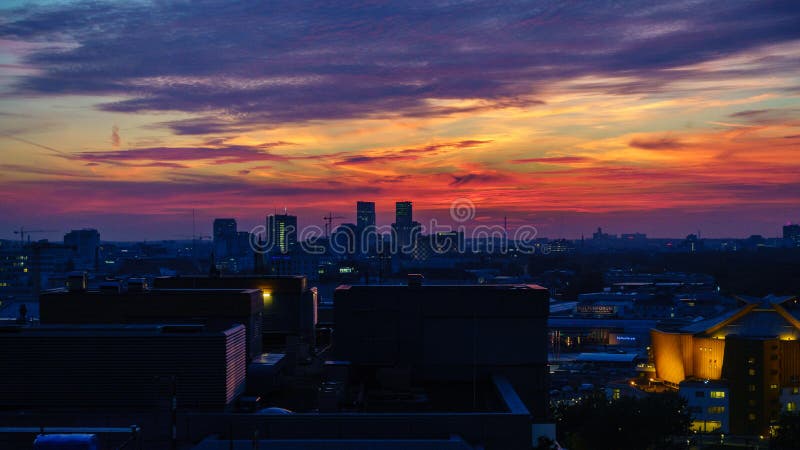 Spectacular Sunset Over Berlin Editorial Photography - Image of ...