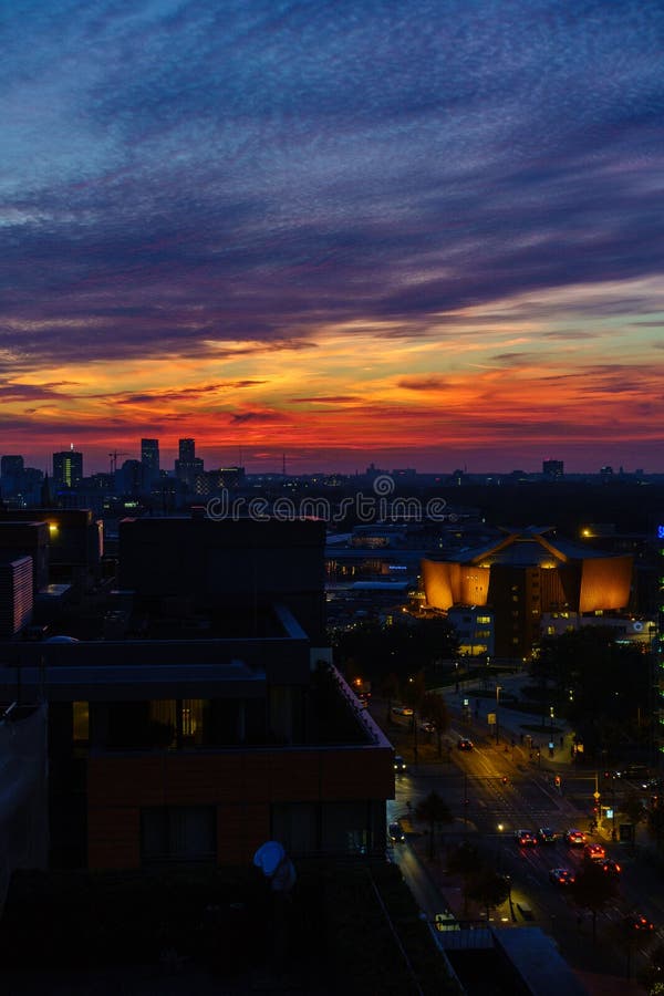 Spectacular Sunset Over Berlin Editorial Stock Photo - Image of ...