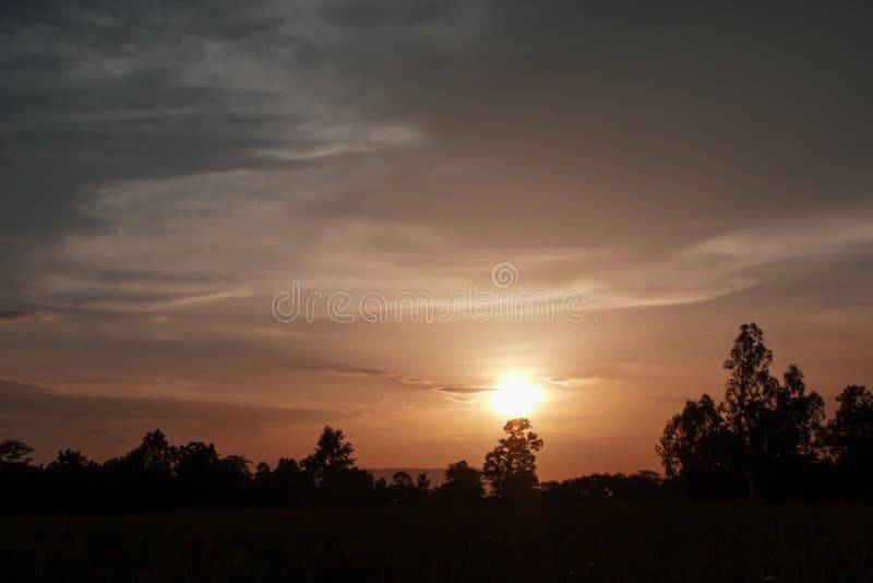 Spectacular Sunset Over, Orange Sun Rising Up Over the Horizon Stock ...