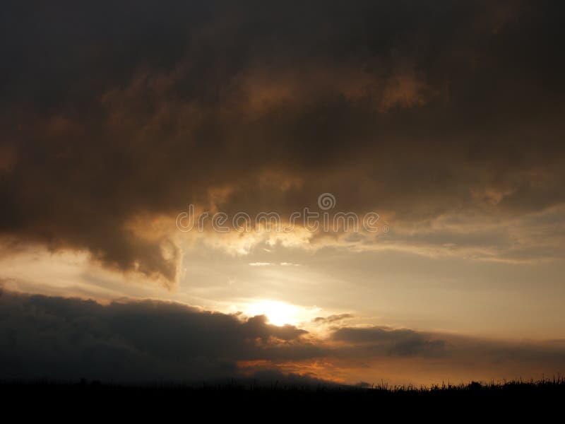 Spectacular Sunset Over, Orange Sun Rising Up Over the Horizon Stock ...