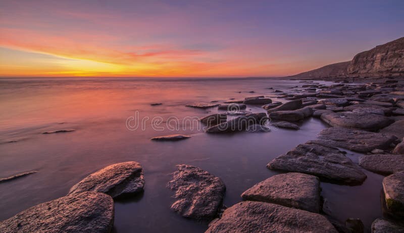 Spectacular Sunset Over Rock Pools Stock Photo - Image of sunrise ...