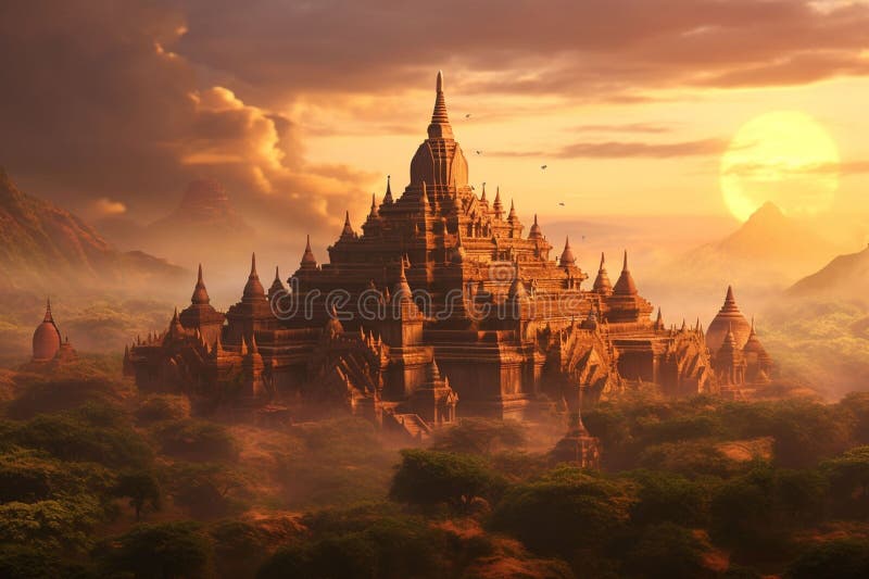 Spectacular Sunset Over the Temples of Bagan Stock Image - Image of ...