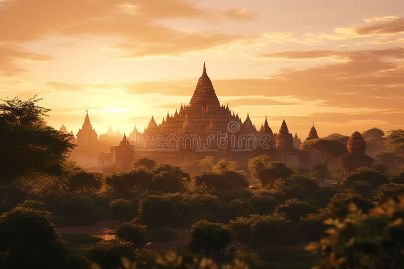 Spectacular Sunset Over the Temples of Bagan Stock Image - Image of ...