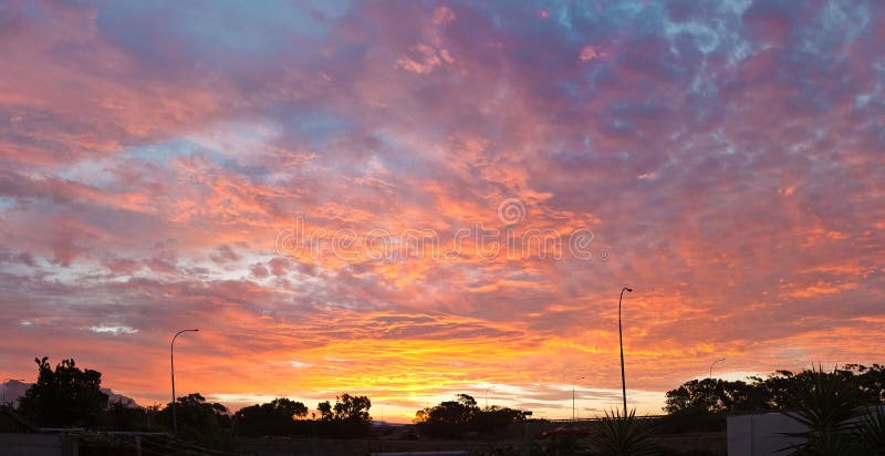 Spectacular Sunset Over Urban Area Stock Photo - Image of colorful ...