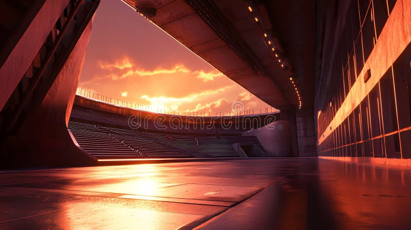 Spectacular Sunset Viewpoint Modern Stadium Architectural Structure ...