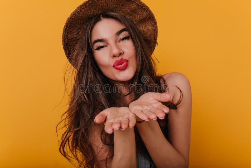 Spectacular Tanned Young Lady In Summer Long Dress Looking Down During
