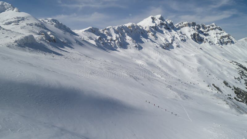 Hiking in the High Mountains of the Crowded Mountain Group Stock Photo ...