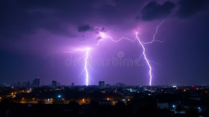 Spectacular Thunderstorm Lightning Strikes Stock Illustration ...