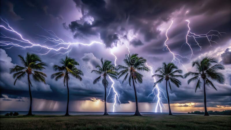 Spectacular Tropical Thunderstorm with Multiple Lightning Strikes ...