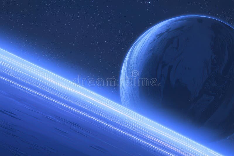 Spectacular View of a Distant Planet Surrounded by Brilliant Blue Light ...