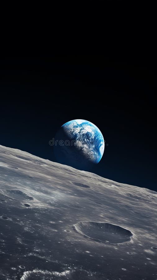 A Spectacular View of Earth from the Moon Stock Image - Image of ...