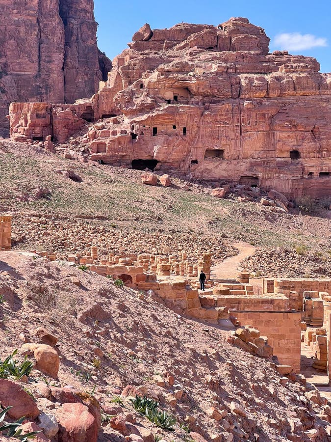 The Spectacular View of the Great Temple Inside Petra Stock Photo ...