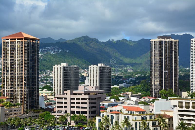 Spectacular View of Honolulu City, Oahu Stock Image - Image of ...