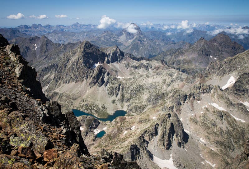 Spectacular View of the Pyrenees Mountain Range from the Top of a ...