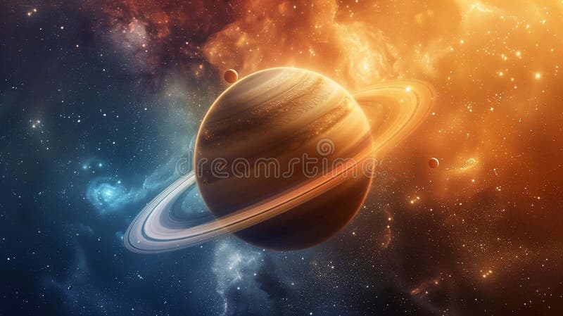 Spectacular View of Saturn with Its Iconic Rings Highlighted Against a ...