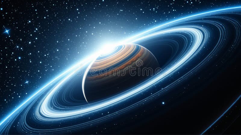 Spectacular View of Saturn S Rings Under the Stellar Night Sky Stock ...