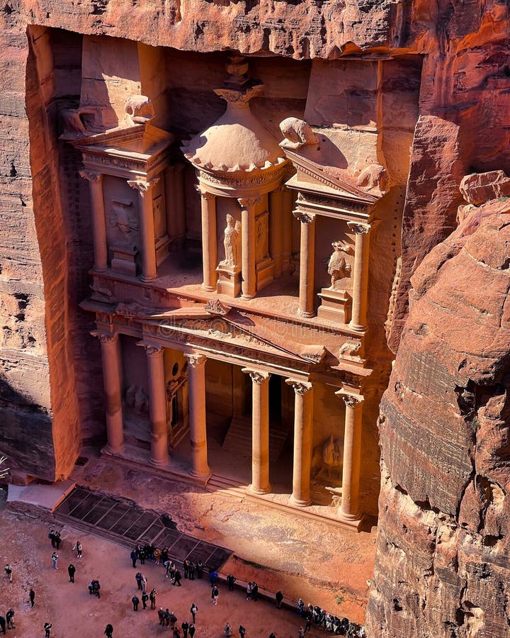 The Spectacular View of Treasury Inside Petra Stock Photo - Image of ...
