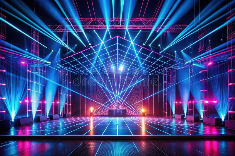 Spectacular Vivid Laser Light Show Stage Design with Geometric Grid and ...