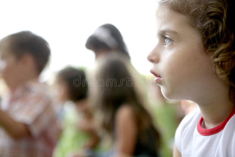 Girl Spectator Little Children Looking Show Park Stock Image - Image of ...