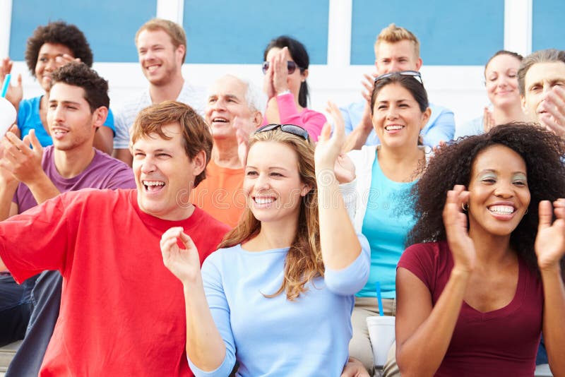 Spectators Cheering at Outdoor Sports Event Stock Image - Image of ...