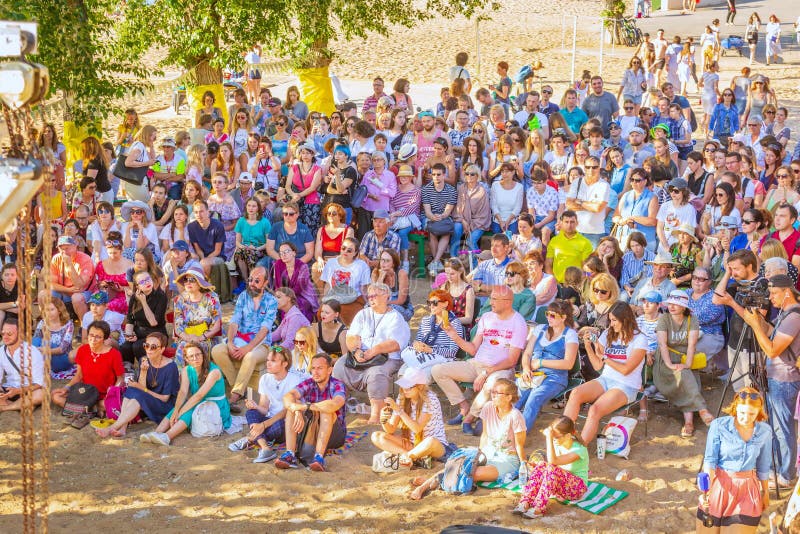 Spectators at a Lecture on the Open Area of the Beach. Editorial Stock ...