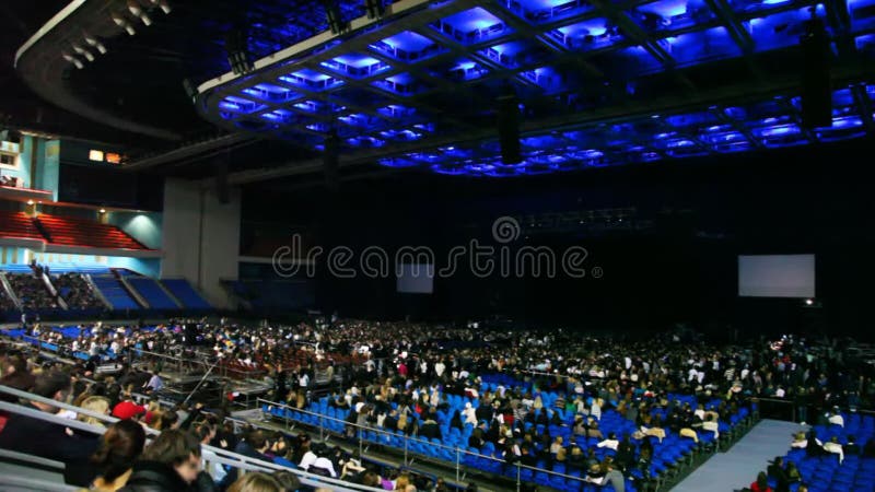 Spectators Sit in Big Concert Hall and Performance Stock Video - Video ...