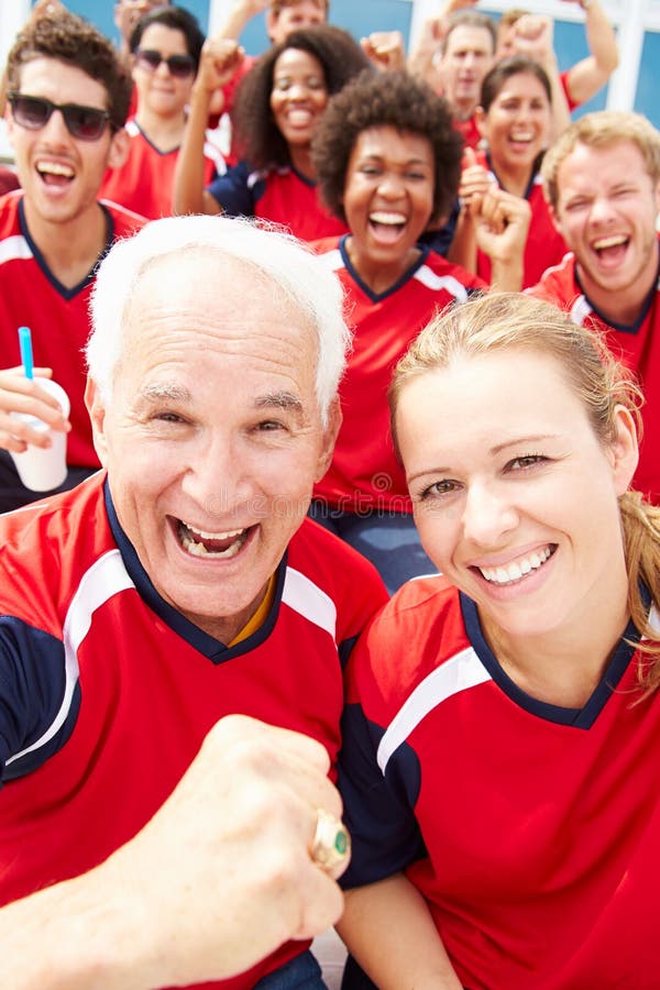 Spectators in Team Colors Watching Sports Event Stock Image - Image of ...