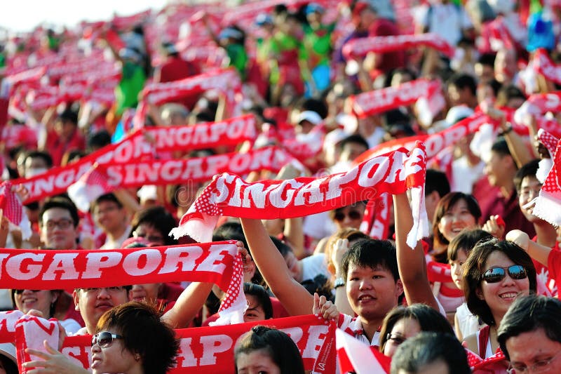 Spectators Waving Scarves during NDP 2012 Editorial Stock Image - Image ...
