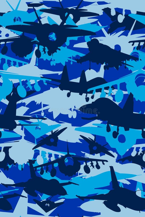 Military Camouflage Fighter Jet Pattern Blue Stock Illustration ...