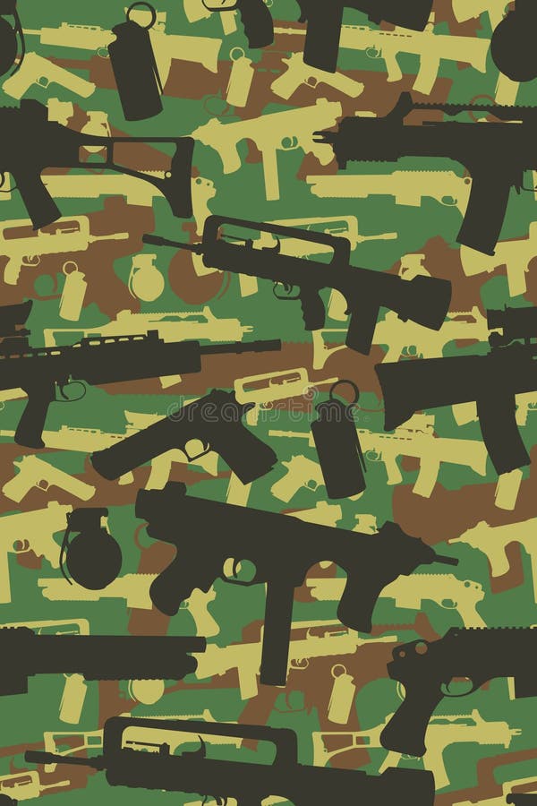 Military Camouflage Weapons Pattern Green Stock Illustration ...