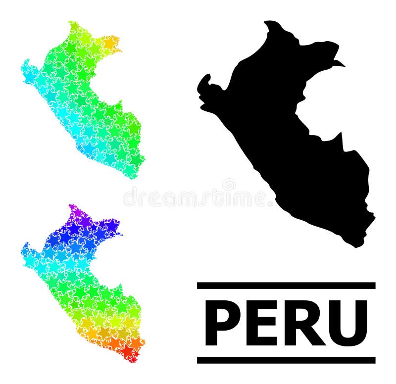 Spectral Colored Gradient Star Mosaic Map of Peru Collage Stock Vector ...