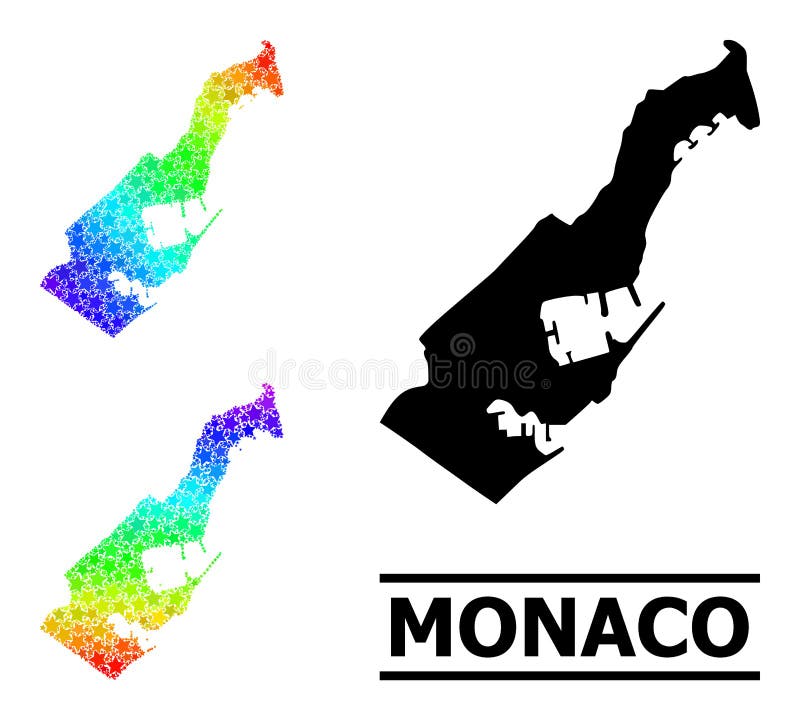 Spectral Colored Gradient Starred Mosaic Map of Monaco Collage Stock ...