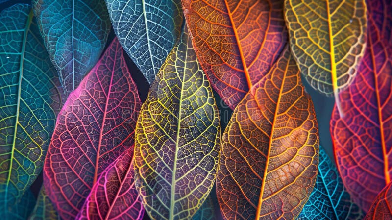 Spectral Display of Colored Leaf Veins in Gradient Stock Illustration ...