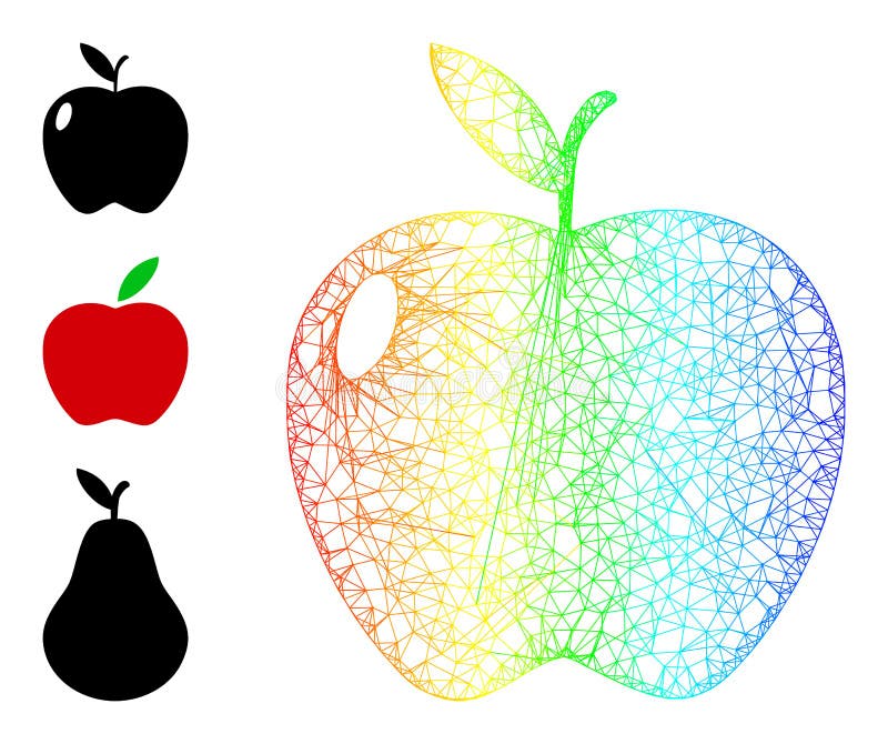Spectral Gradient Hatched Mesh Apple Fruit Icon Stock Illustration ...