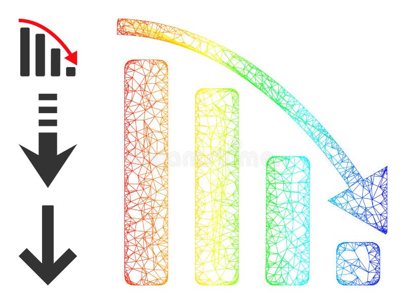 Spectral Gradient Linear Mesh Negative Trend Icon Stock Illustration ...
