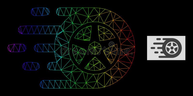 Spectral Gradient Polygonal Mesh Car Wheel Icon Stock Vector ...