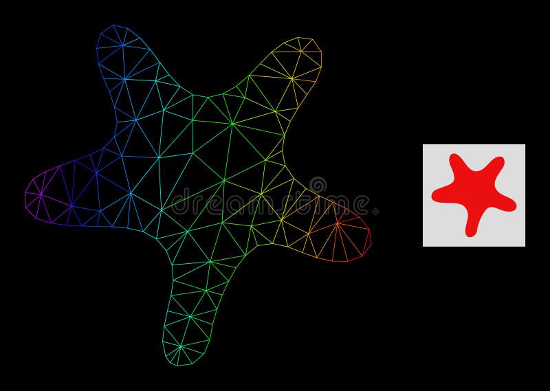 Rainbow Gradiented Polygonal Network Bent Star Icon Stock Vector ...