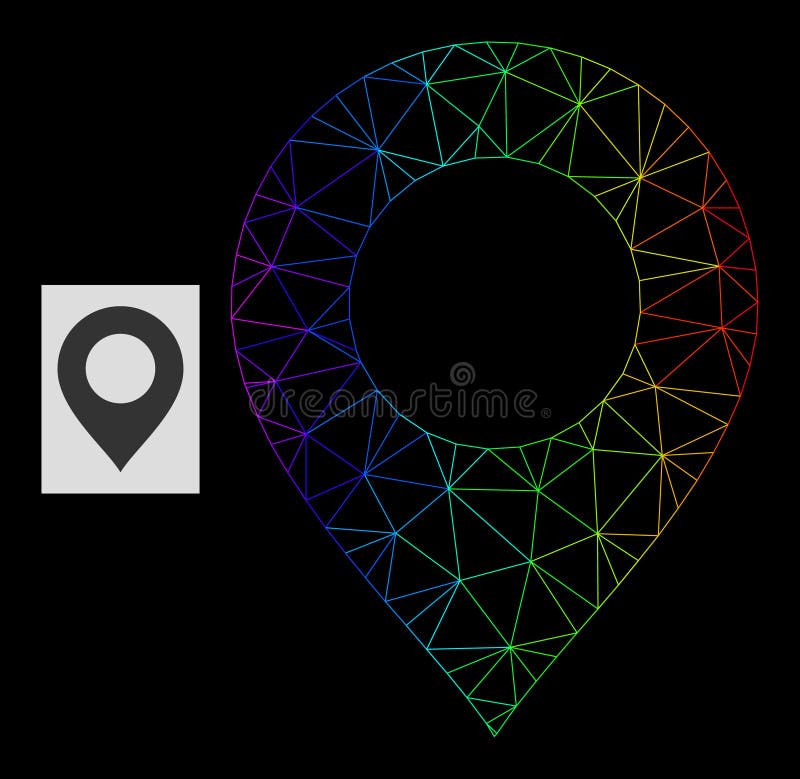 Spectral Gradiented Polygonal Net Map Mark Icon Stock Vector ...