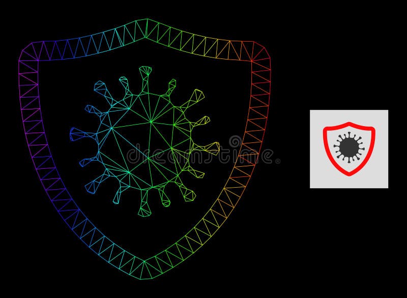 Spectral Gradiented Polygonal Net Virus Shield Icon Stock Vector ...