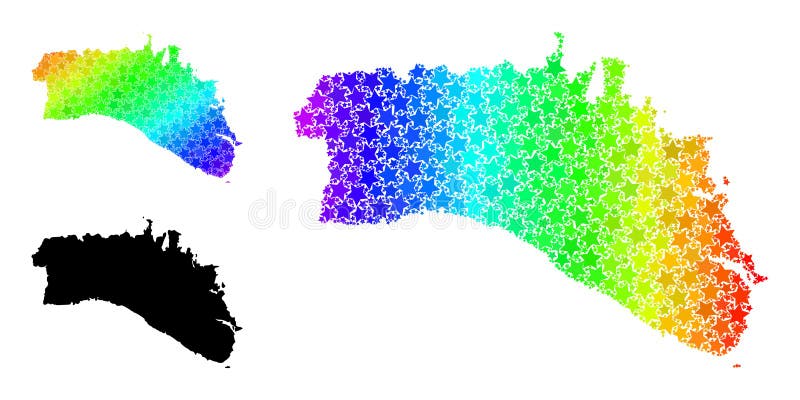 Rainbow Gradient Starred Mosaic Map of Menorca Island Collage Stock ...