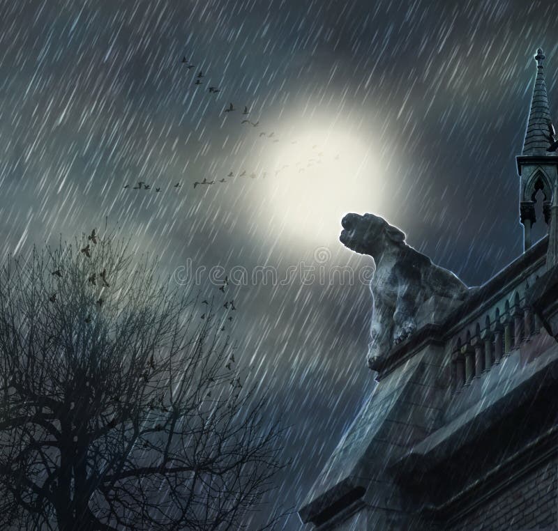 Medieval Castle in Full Moon Night Stock Photo - Image of dark, gothic ...