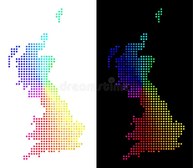 Spectral Pixelated Great Britain Map Stock Vector - Illustration of ...