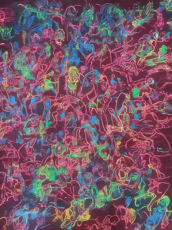 A Spectral Procession of Ghost, Illuminated by a Neon Glow Stock Photo ...