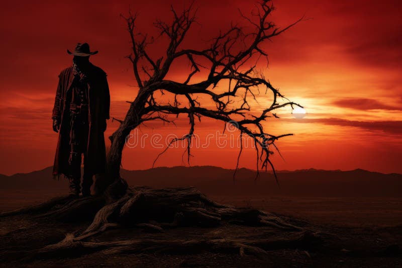 Spectral Red Dead Tree. Generate Ai Stock Illustration - Illustration ...