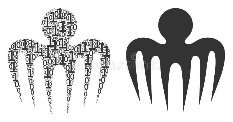 Spectre Octopus Mosaic of Binary Digits Editorial Image - Illustration ...